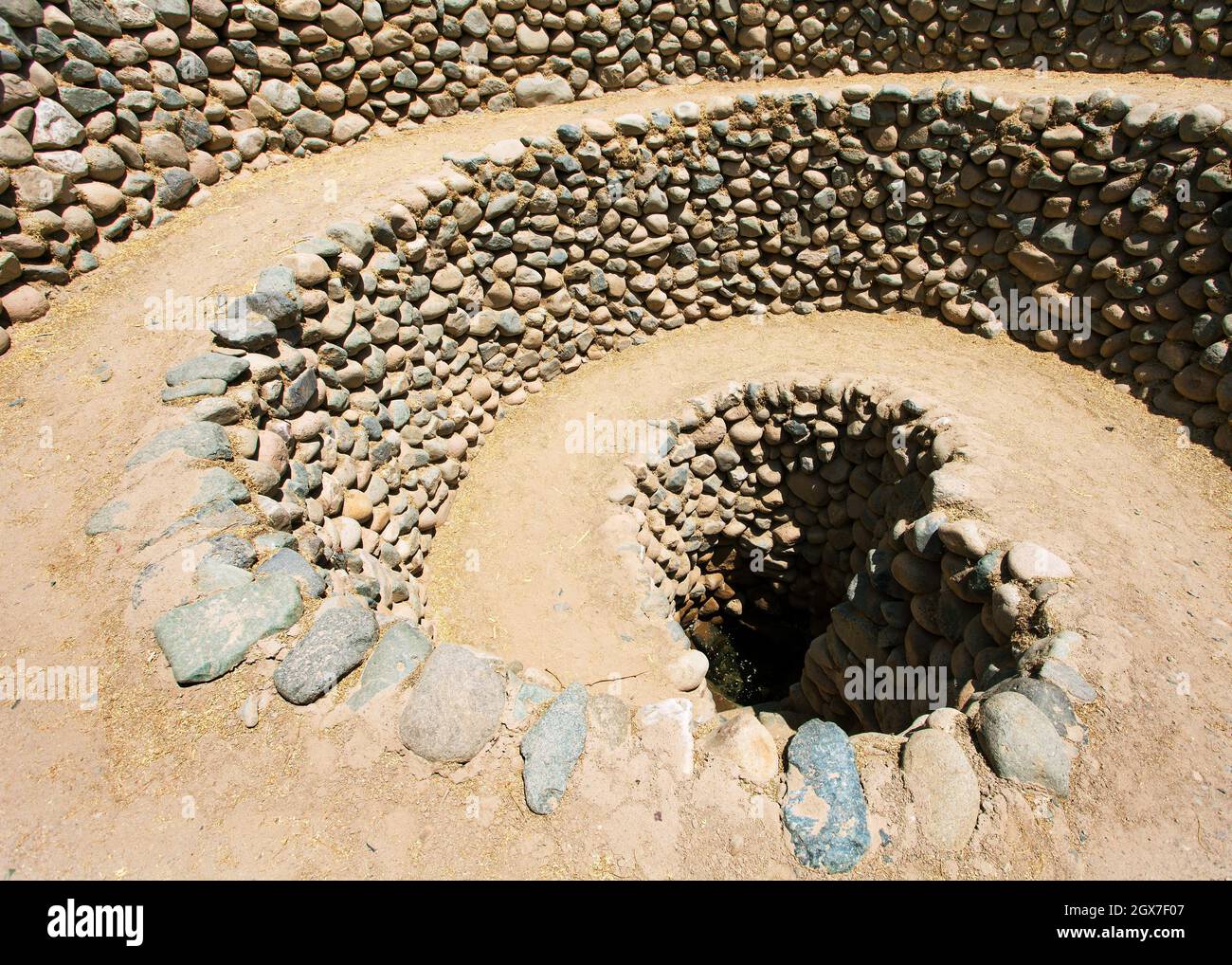 Cantalloc Aqueduct in Nazca or Nazca town, spiral or circle aqueducts ...