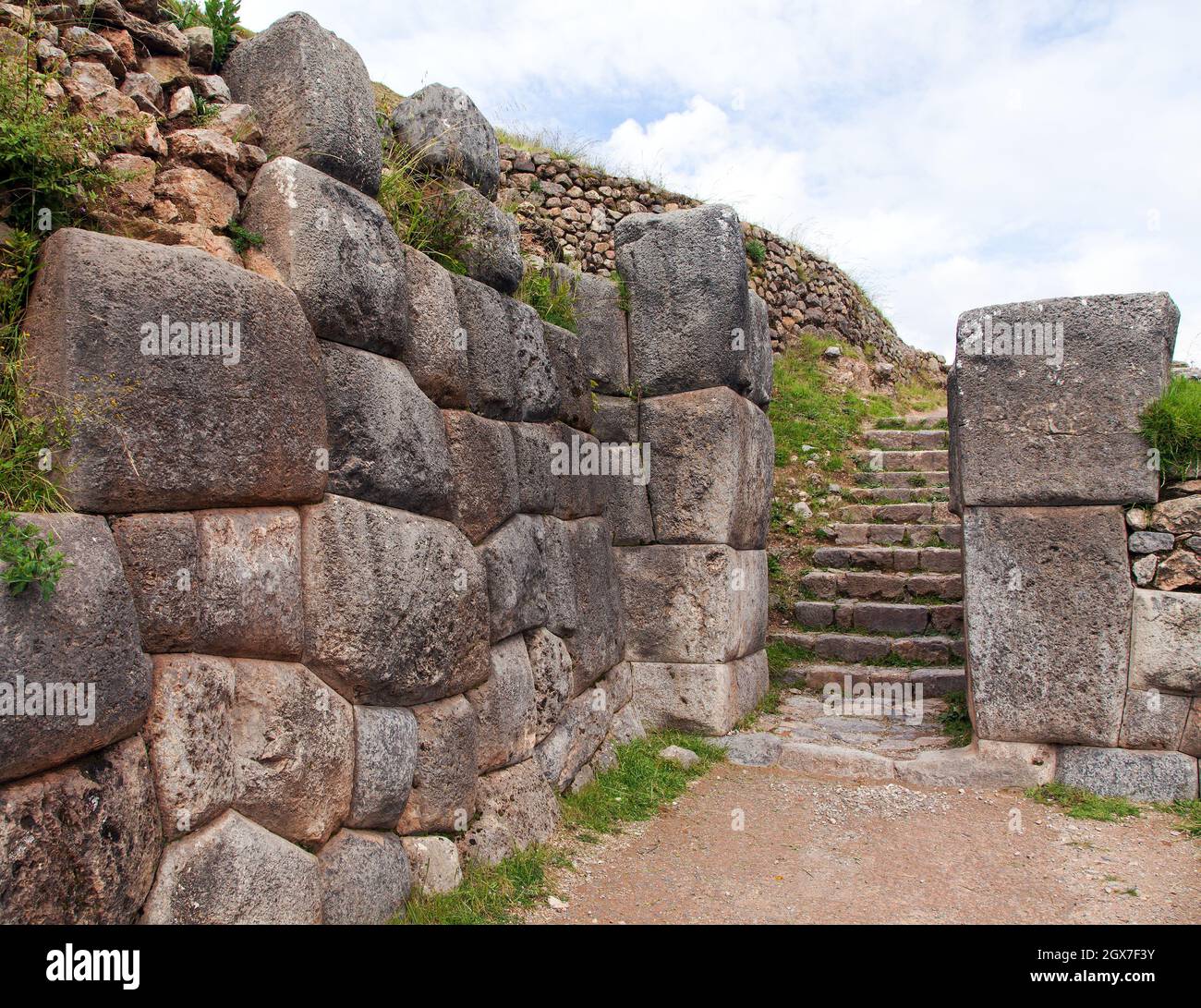 View of Sacsayhuaman, Inca ruins in Cusco or Cuzco town, Peru Stock ...
