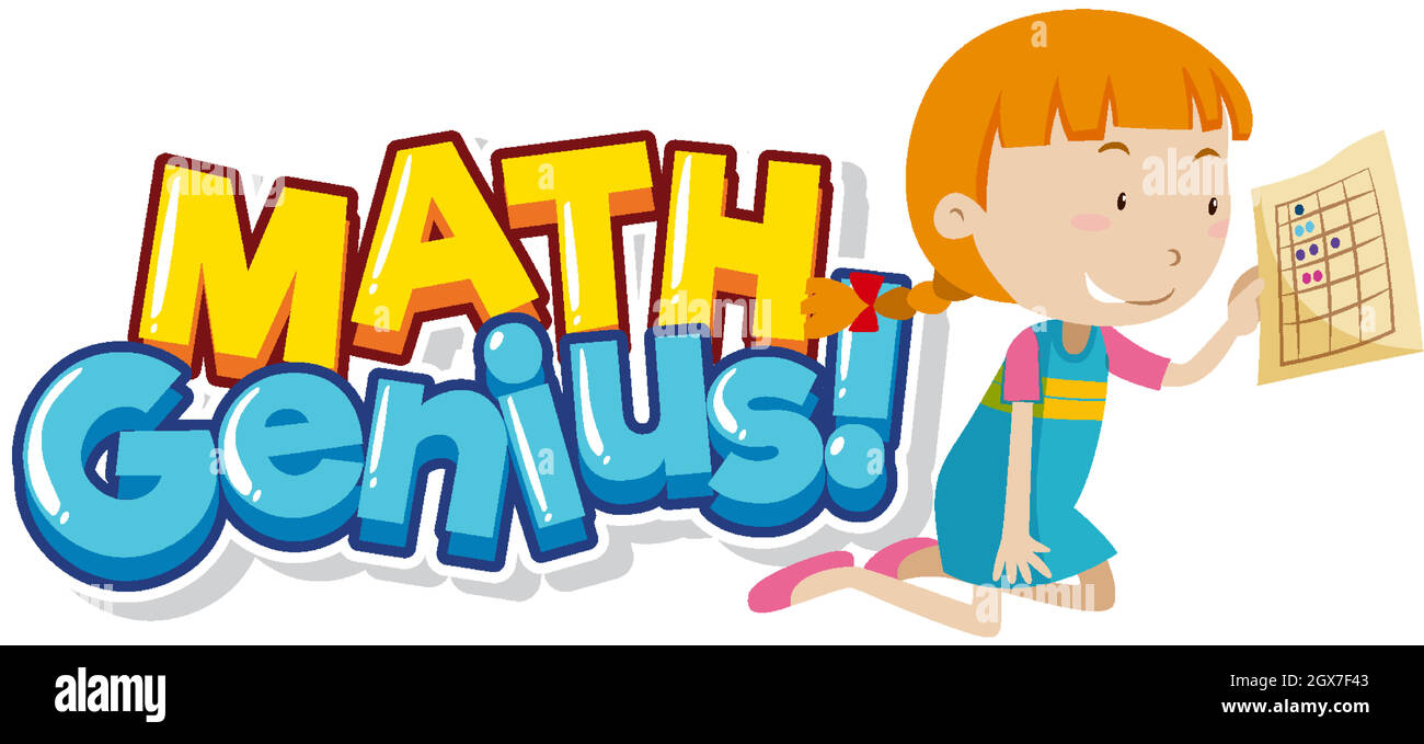Font design for word math genius with cute girl Stock Vector Image ...