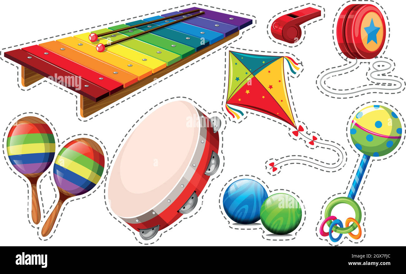 Sticker set of musical instrument and toys Stock Vector Image & Art - Alamy