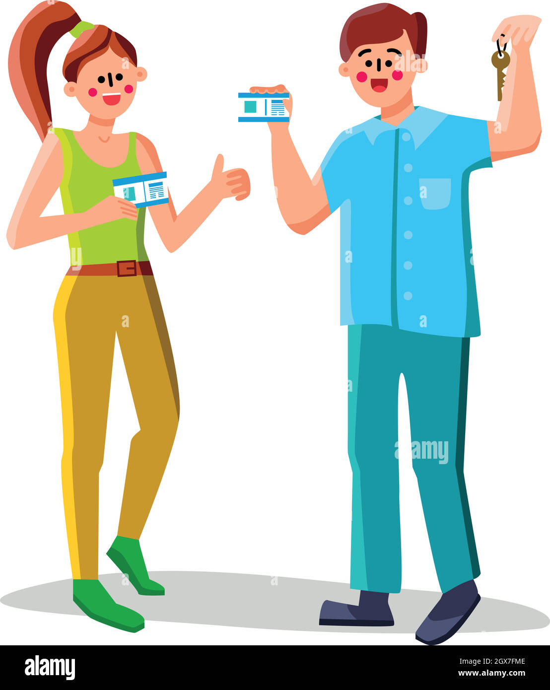 Driver License And Car Key Holding People Vector Stock Vector Image ...