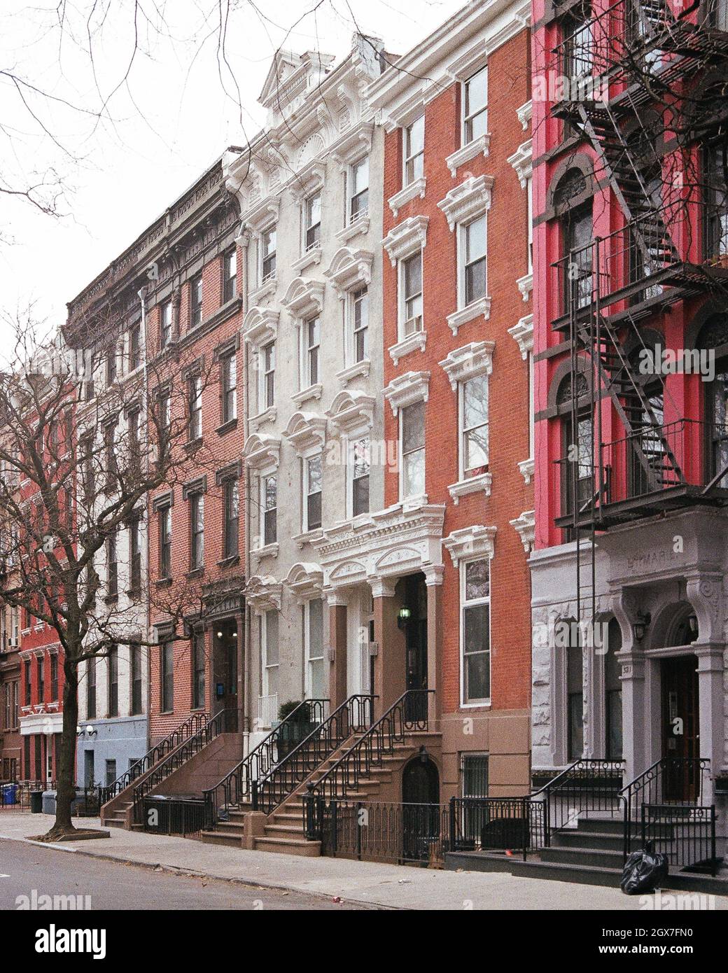 Architecture along 10th Street, at Tompkins Square in the East Village ...
