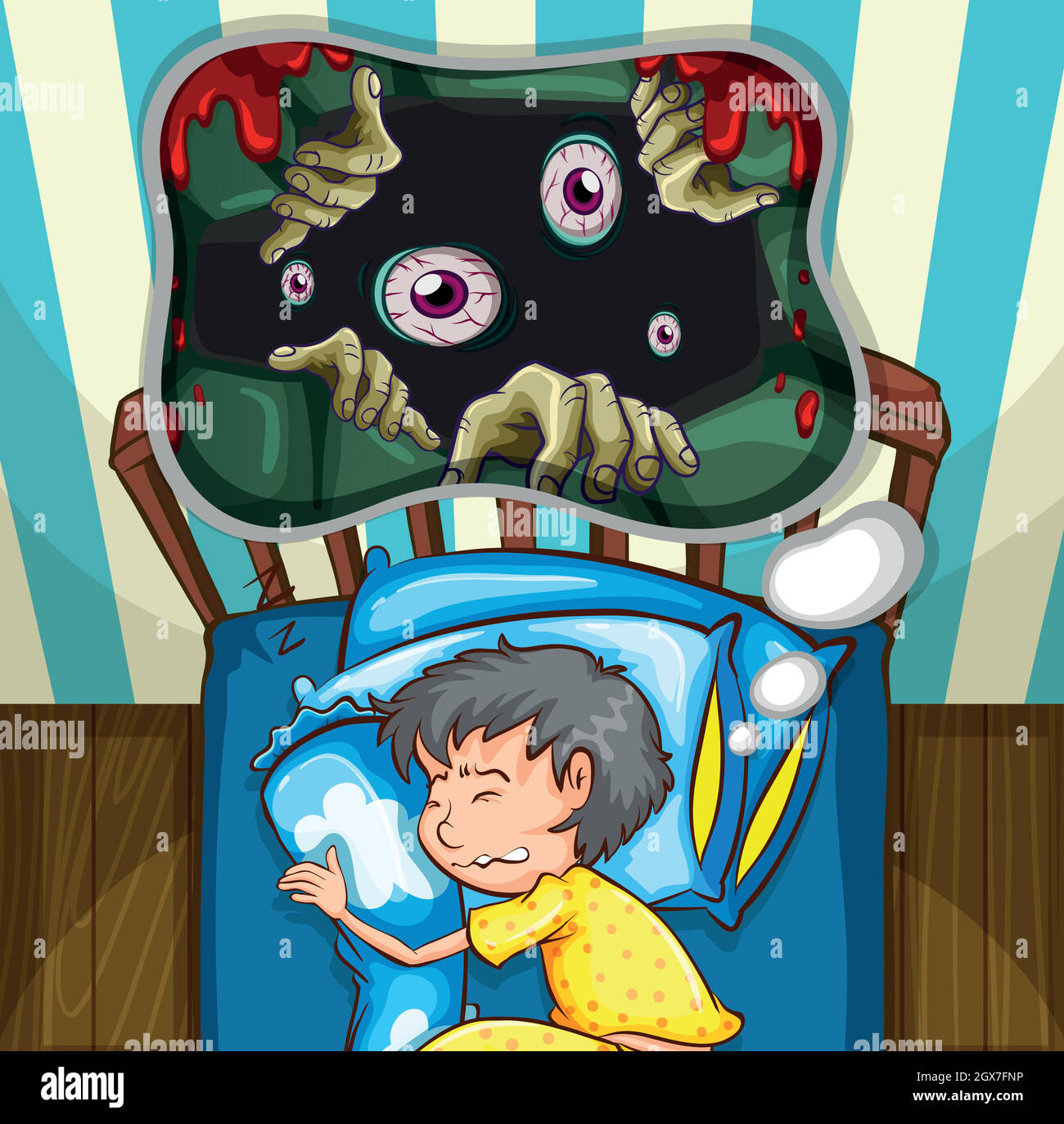 Boy in bed having nightmare Stock Vector Image & Art - Alamy