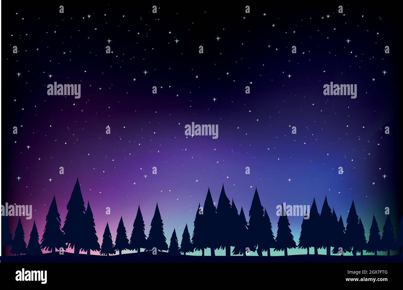 Pine trees night sky Stock Vector Images - Alamy