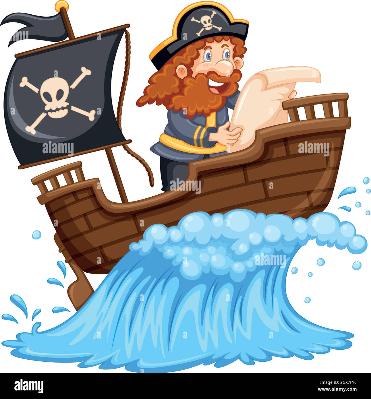 Pirate reading map on ship Stock Vector Image & Art - Alamy