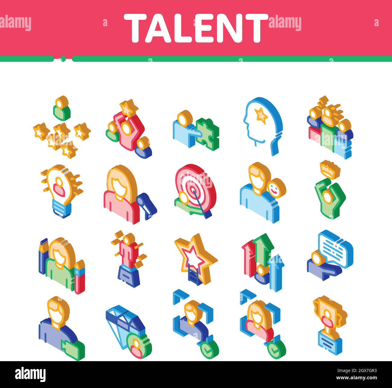 Human Talent Isometric Elements Icons Set Vector Stock Vector Image ...
