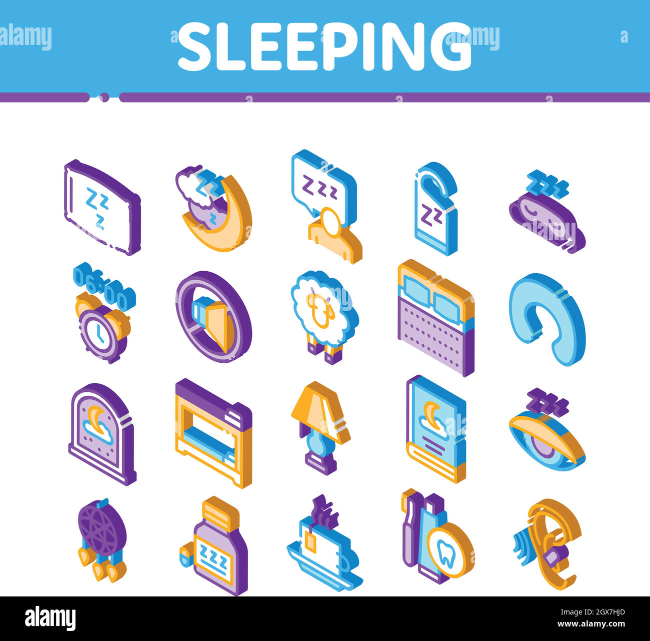 Sleeping Time Devices Isometric Icons Set Vector Stock Vector Image ...