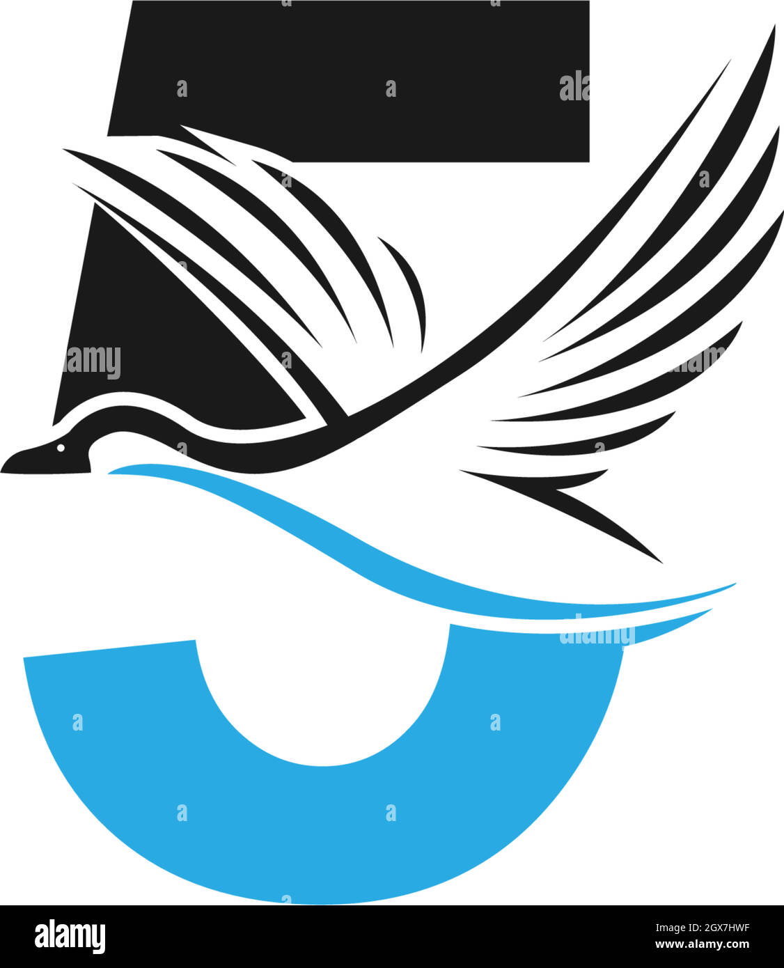 Number 5 with duck icon logo design illustration Stock Vector Image ...