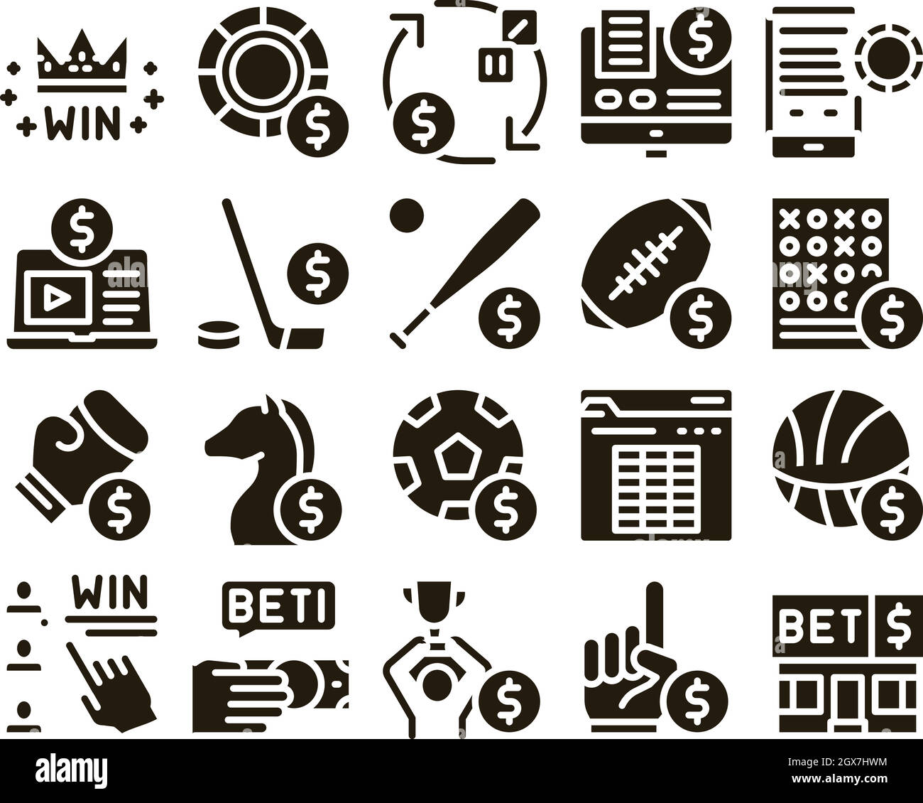 Betting And Gambling Glyph Set Vector Stock Vector Image & Art - Alamy