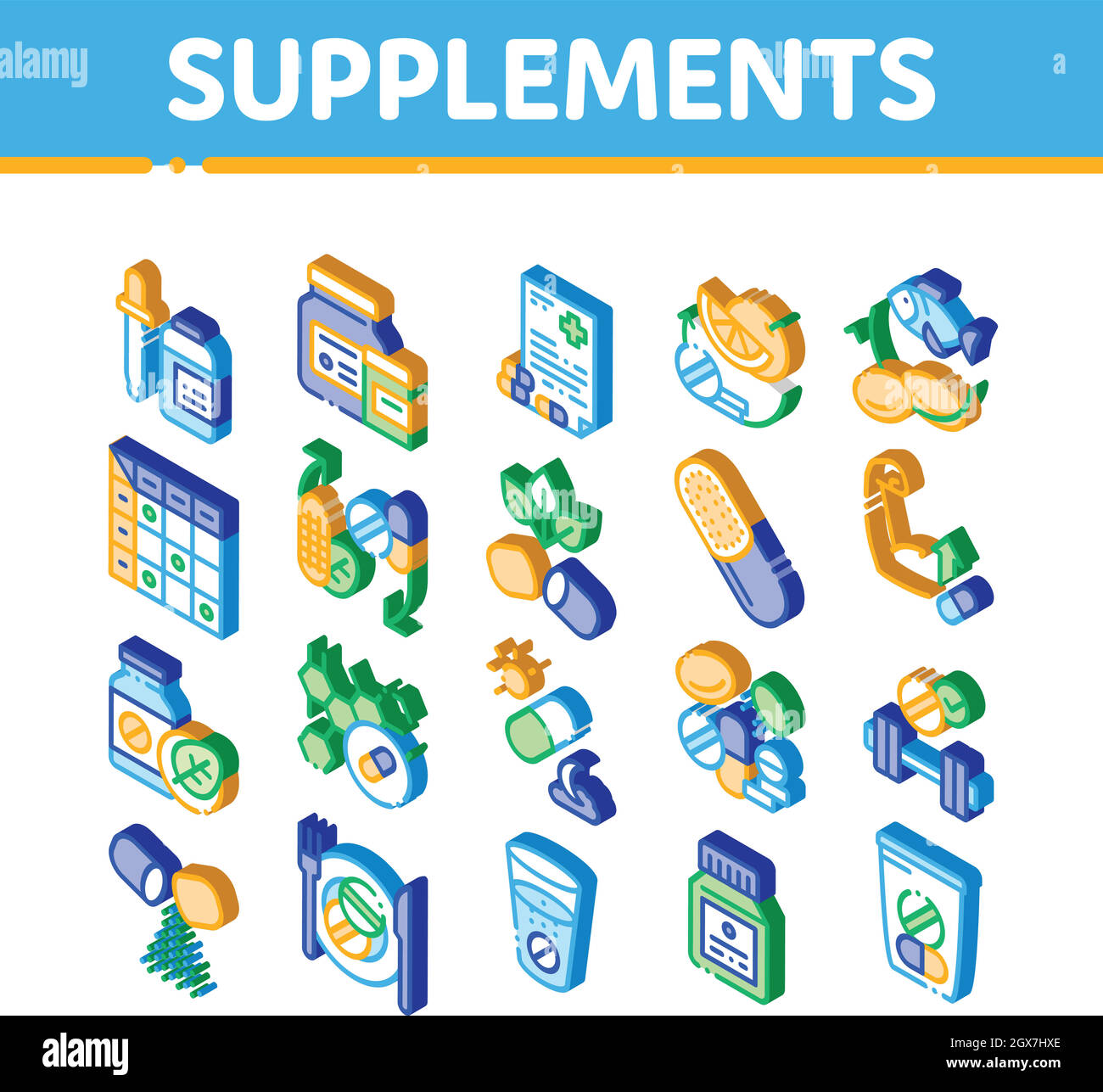 Supplements Isometric Elements Icons Set Vector Stock Vector Image & Art - Alamy