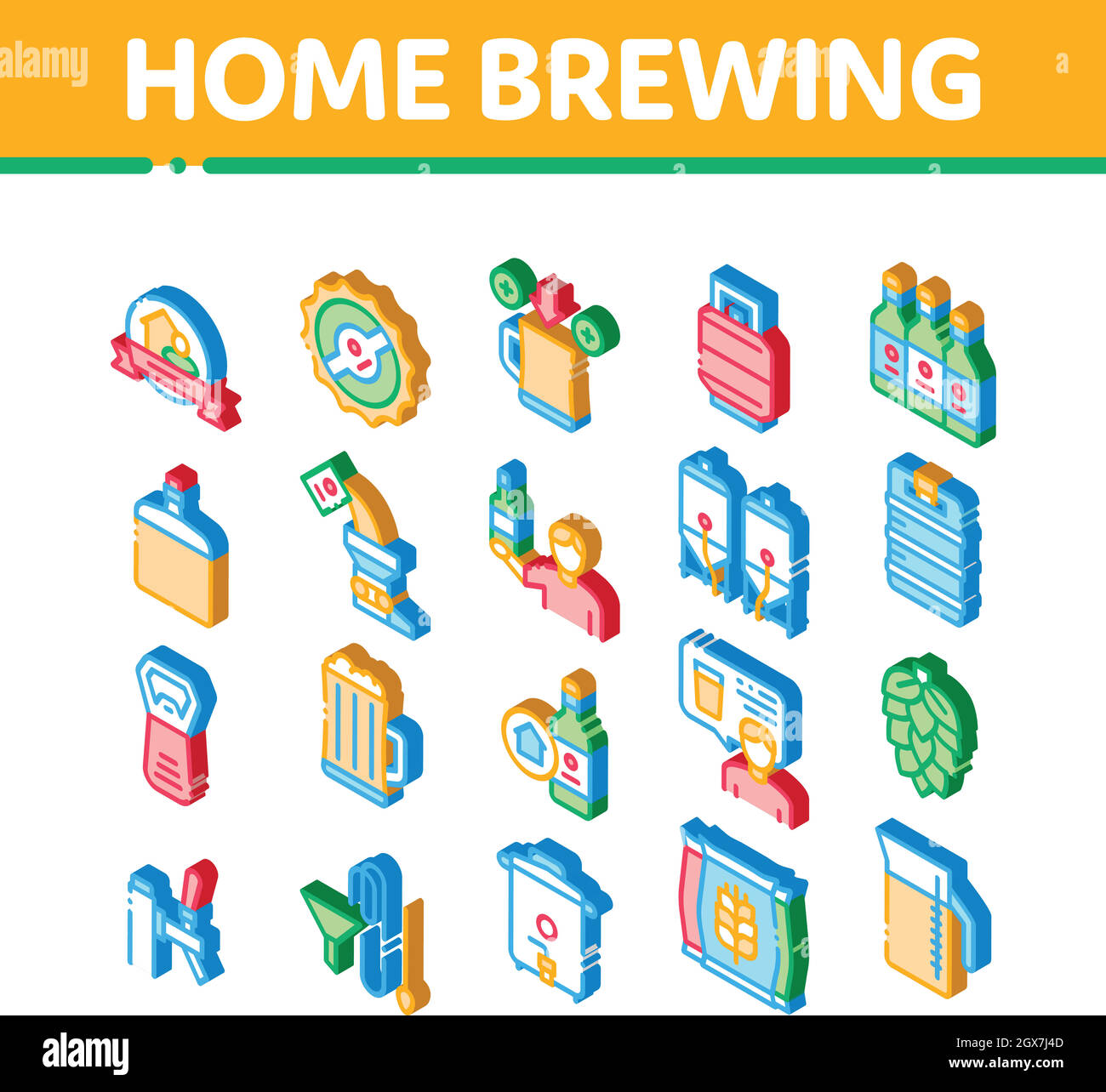 Home Brewing Beer Isometric Icons Set Vector Stock Vector Image & Art - Alamy