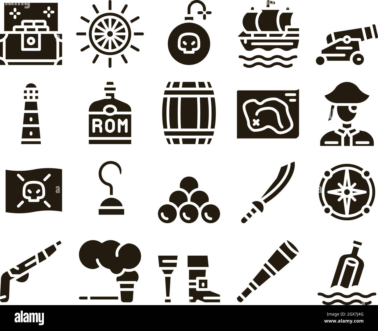 Set pirate icons black Stock Vector Images - Alamy