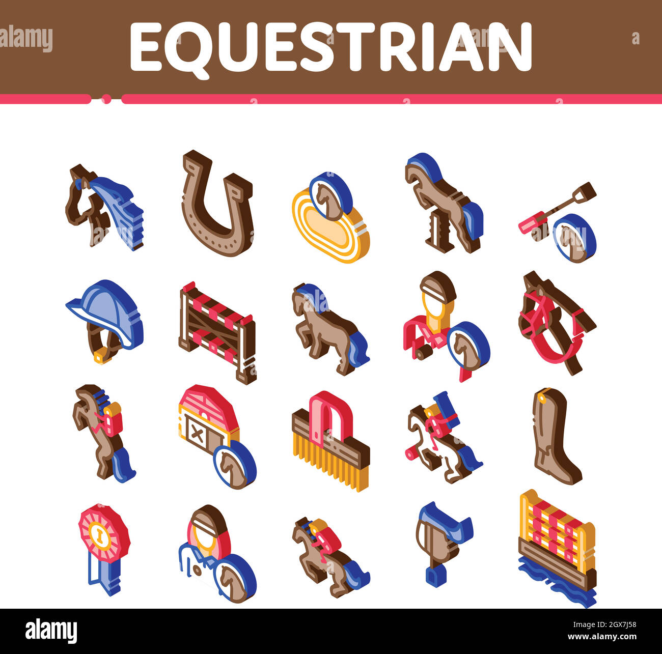Equestrian Animal Isometric Icons Set Vector Stock Vector Image & Art ...