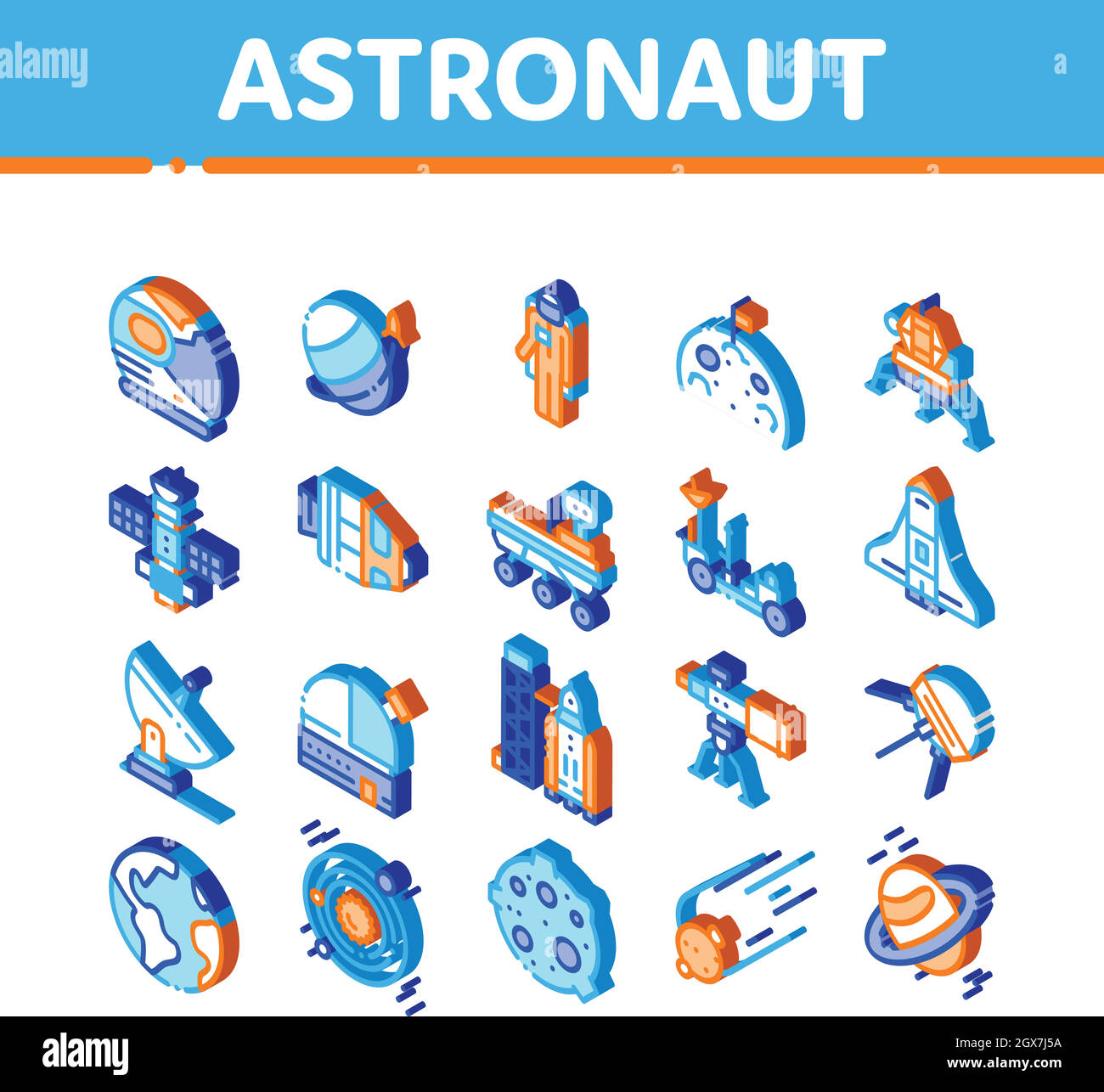 Astronaut Equipment Isometric Icons Set Vector Stock Vector Image & Art ...