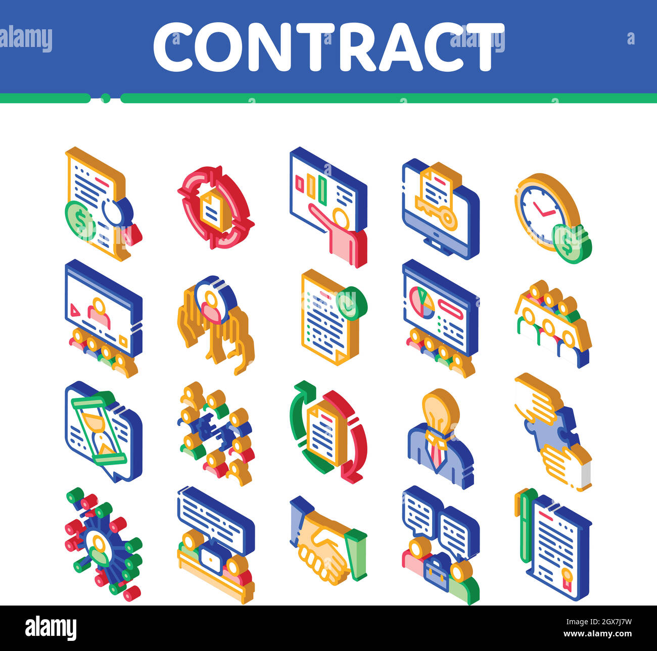 Contract Isometric Elements Icons Set Vector Stock Vector Image & Art - Alamy