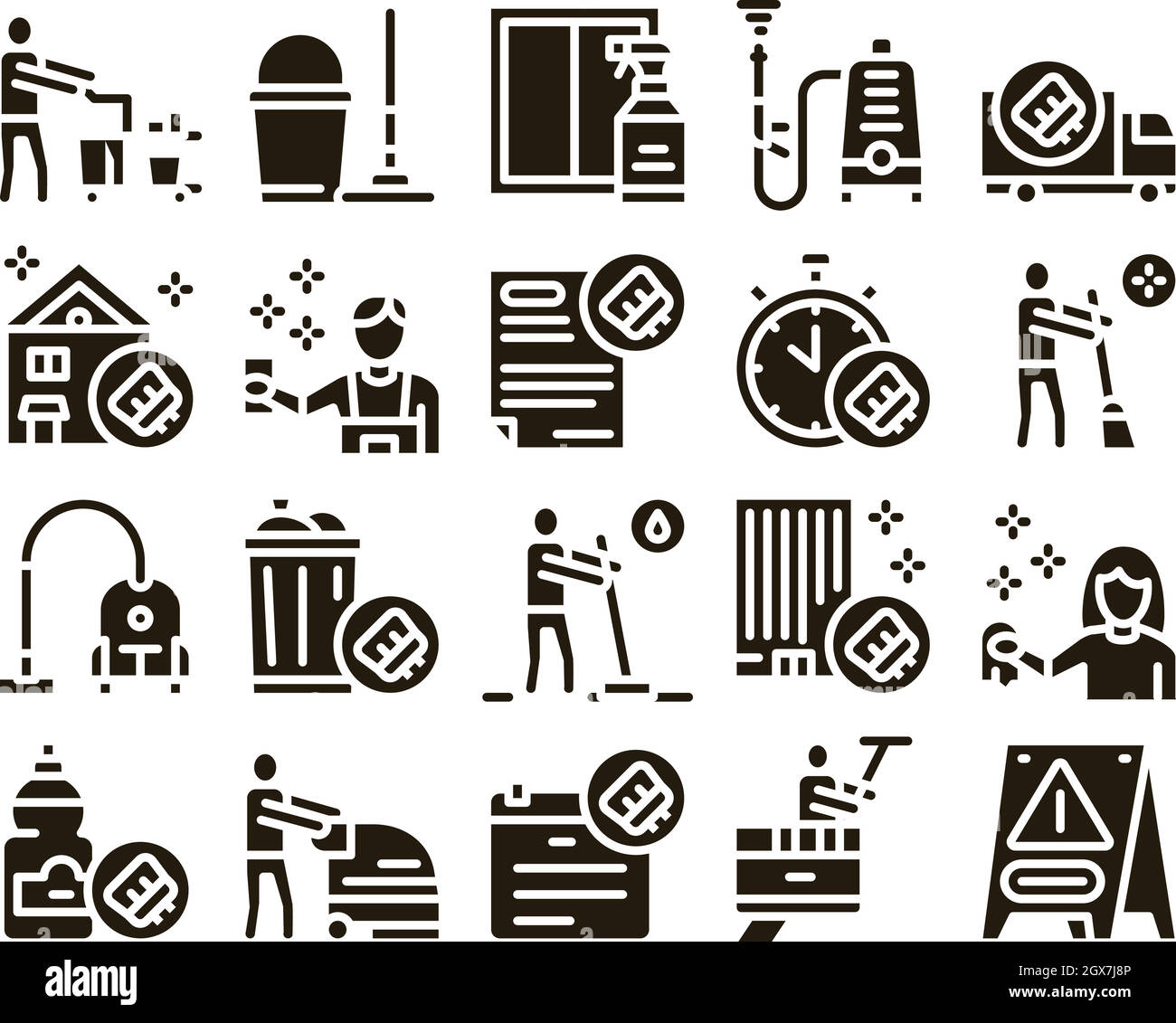 Cleaning Service Tool Glyph Set Vector Stock Vector Image & Art - Alamy