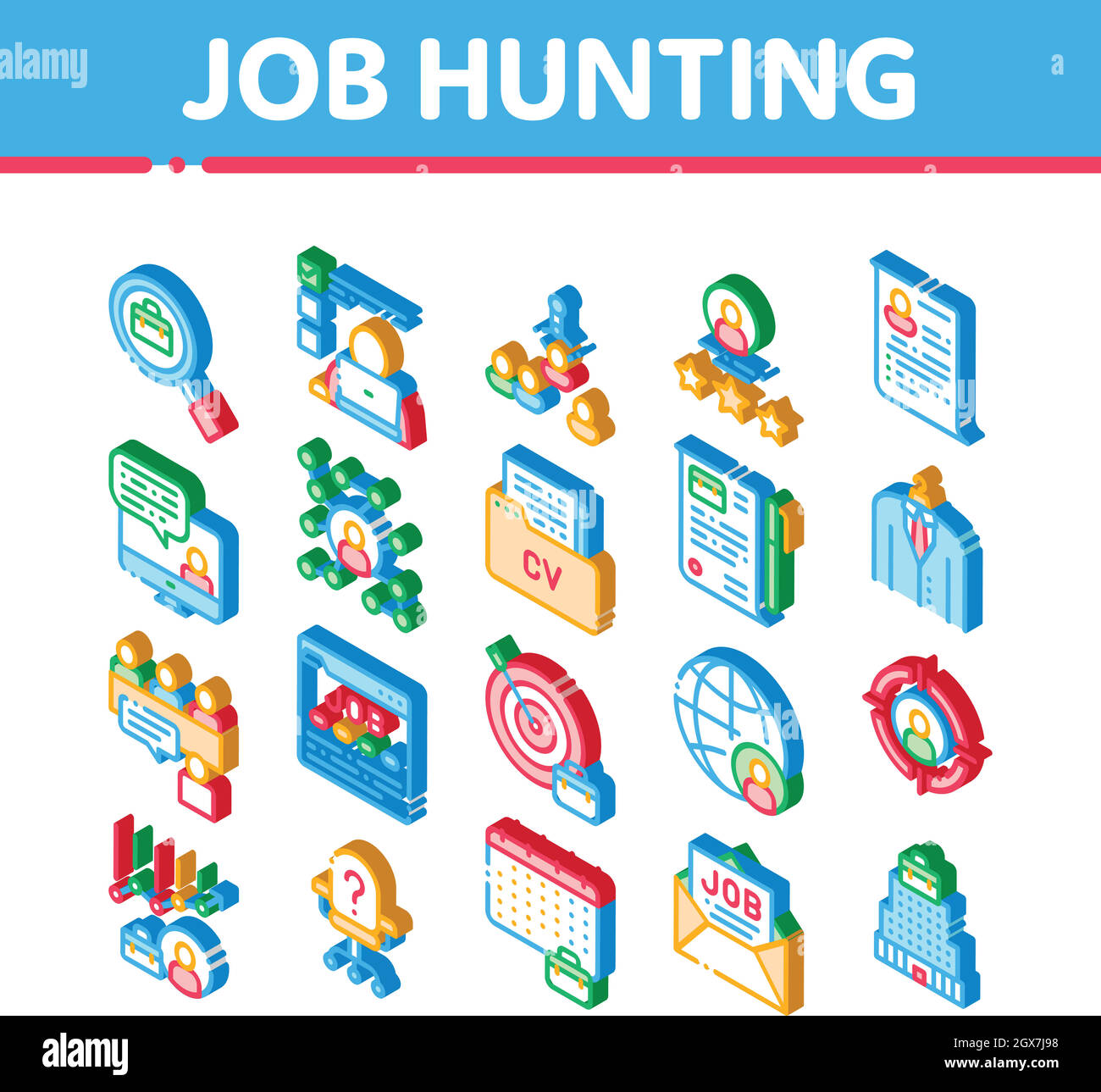 Job Hunting Isometric Icons Set Vector Stock Vector Image & Art - Alamy