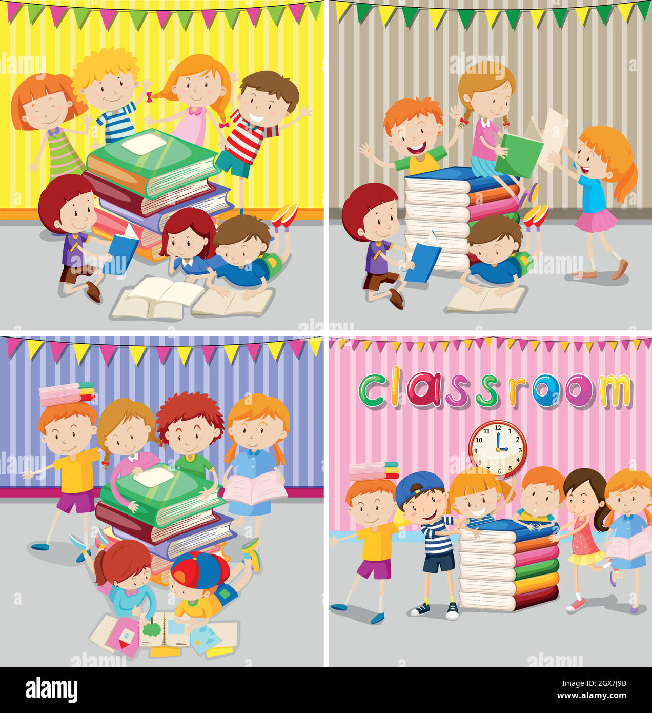A set of children study Stock Vector Image & Art - Alamy