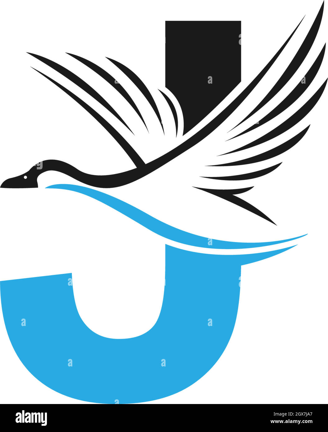 Letter J with duck icon logo design illustration Stock Vector Image ...