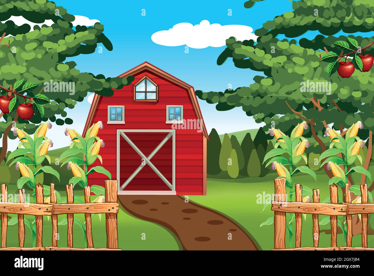 Fresh apples on apple tree Stock Vector Images - Alamy