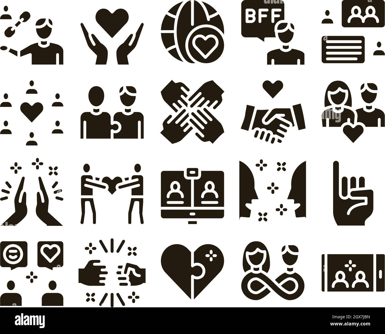 Friendship Relation Glyph Set Vector Stock Vector Image & Art - Alamy