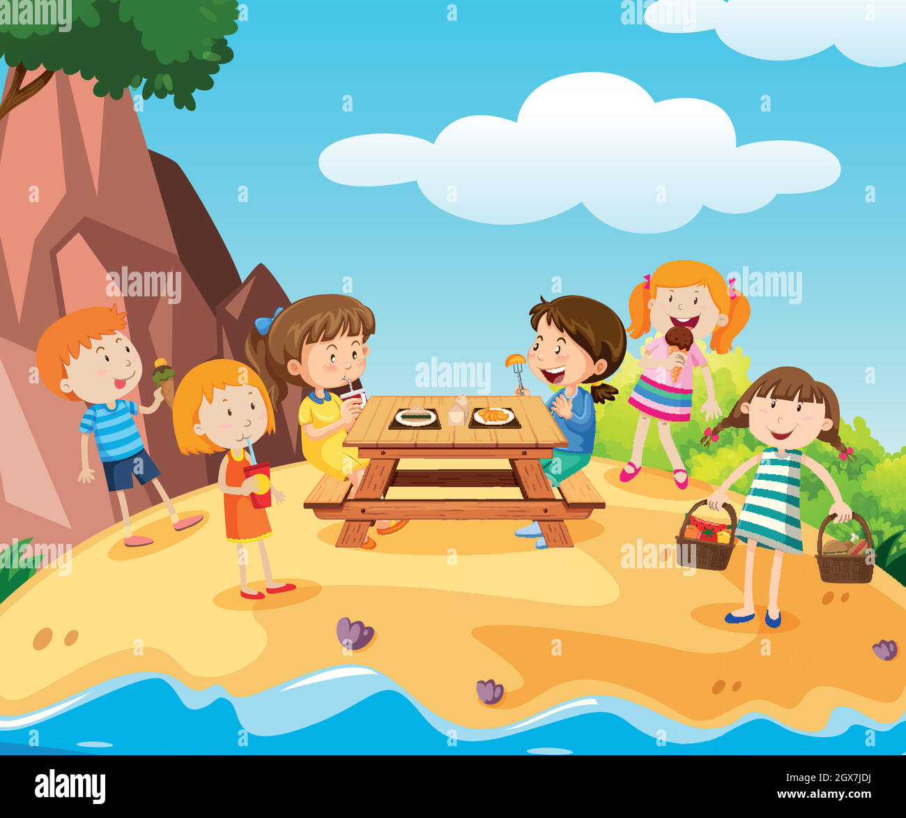 Lunch At The Beach Stock Vector Images - Alamy