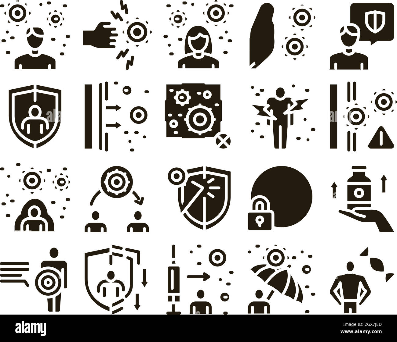 Immunity Human Biological Defense Icons Set Vector Stock Vector Image ...