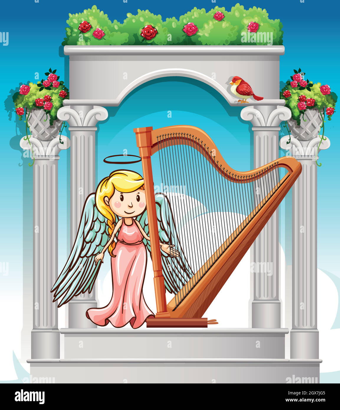 Angel harp playing Stock Vector Images - Alamy