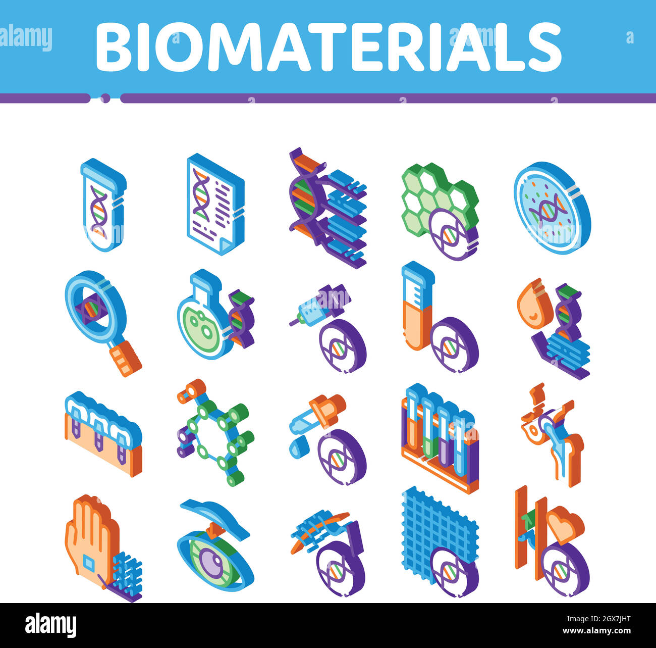 Biomaterials Isometric Icons Set Vector Stock Vector Image & Art - Alamy
