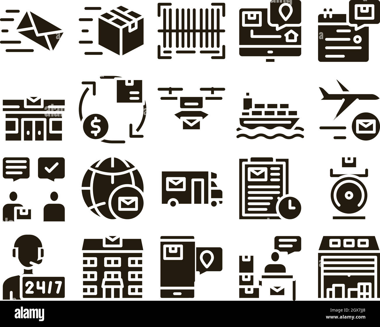 Postal Transportation Company Icons Set Vector Stock Vector Image & Art ...