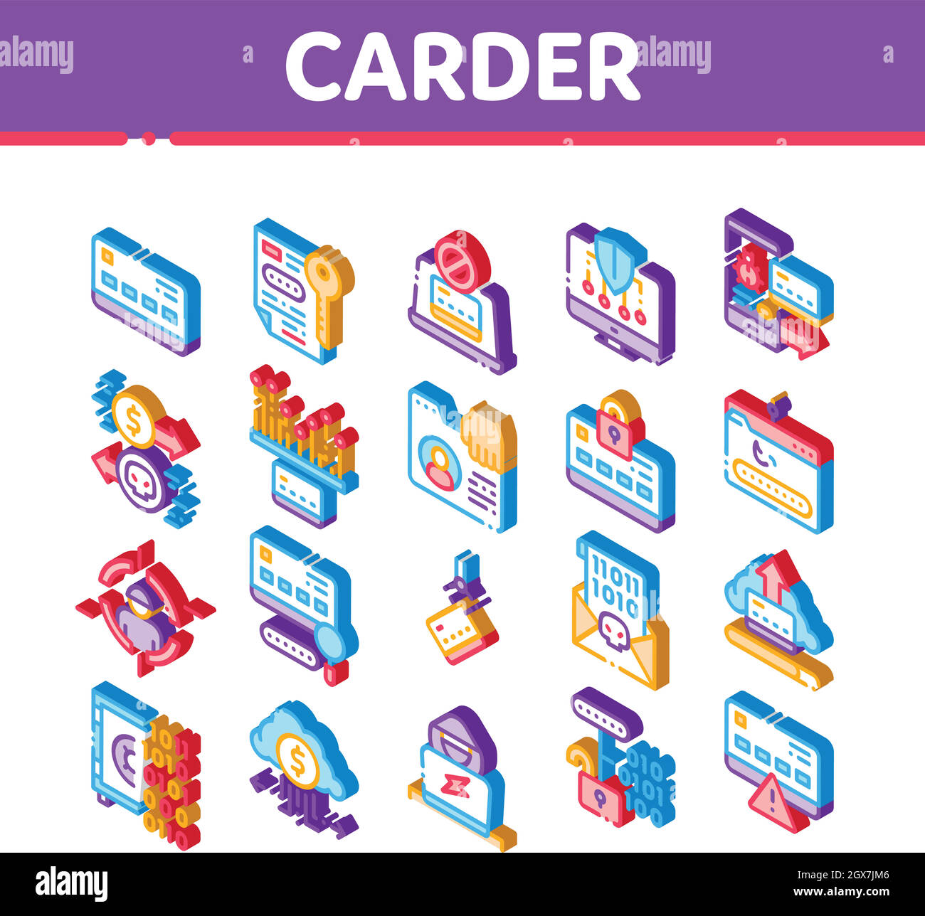 Carder Hacker Isometric Elements Icons Set Vector Stock Vector Image & Art - Alamy