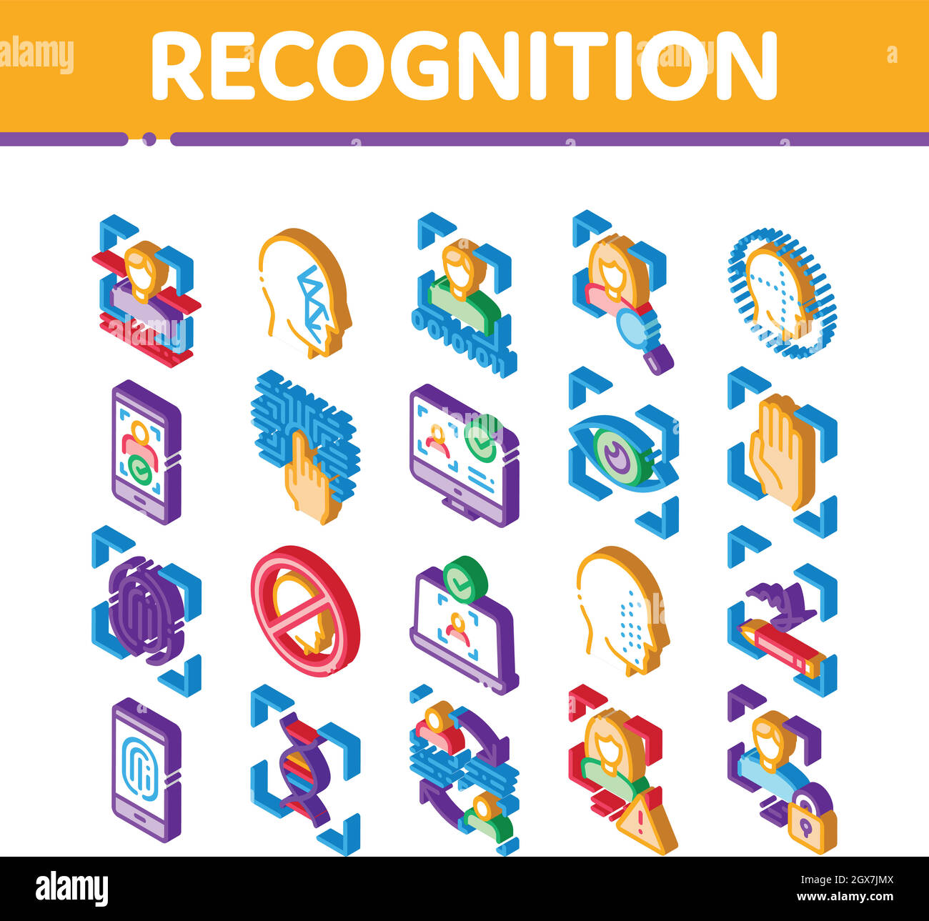Recognition Isometric Elements Icons Set Vector Stock Vector Image ... Recognition Isometric Elements Icons Set Vector Stock Vector Image ...