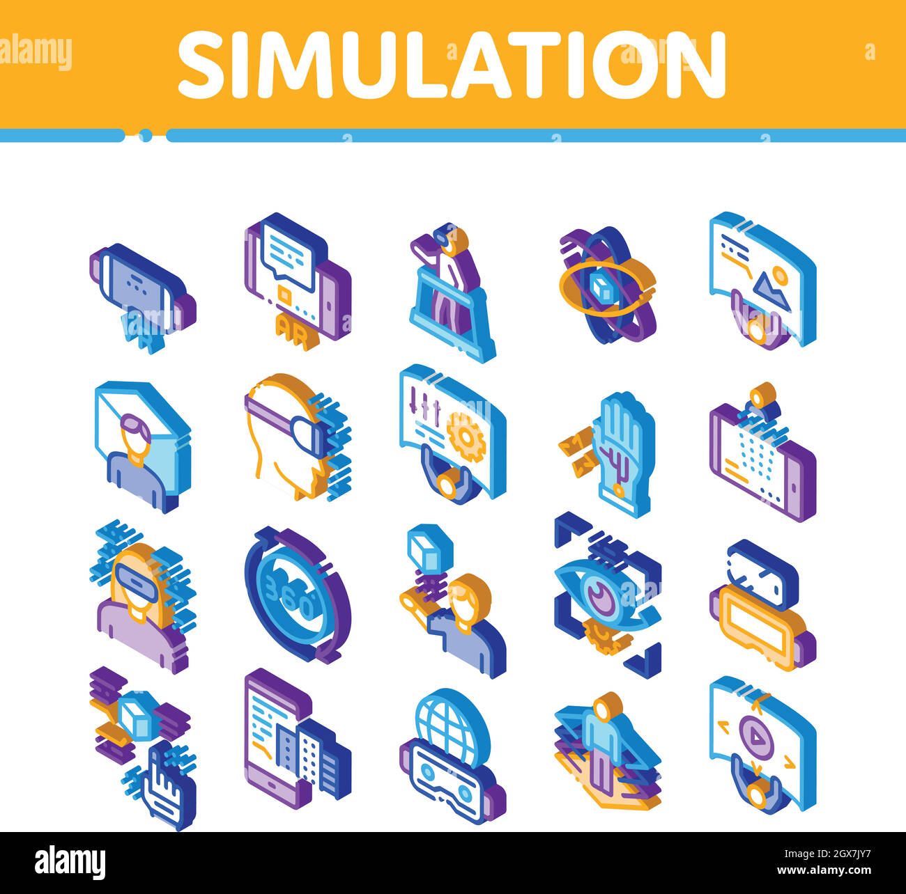 Simulation Equipment Isometric Icons Set Vector Stock Vector Image ...
