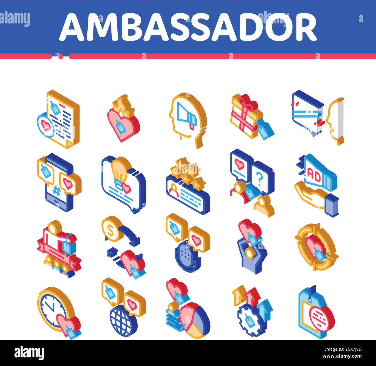 Ambassador Creative Isometric Icons Set Vector Stock Vector Image & Art ...