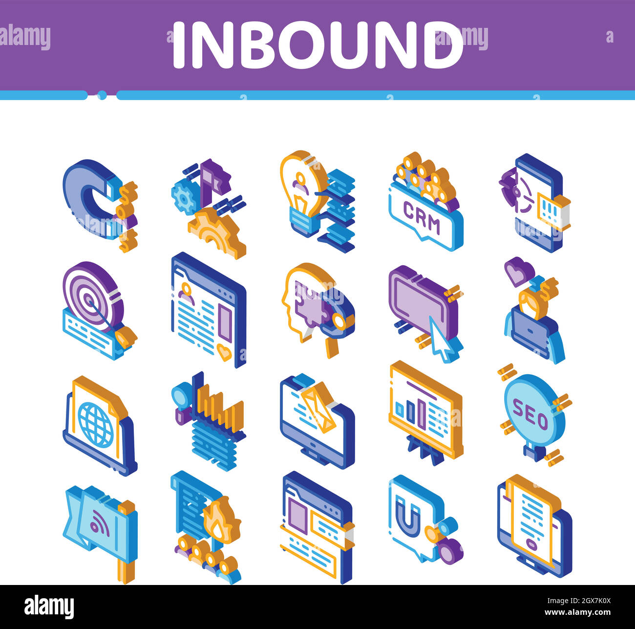 Inbound Marketing Isometric Icons Set Vector Stock Vector Image & Art ...