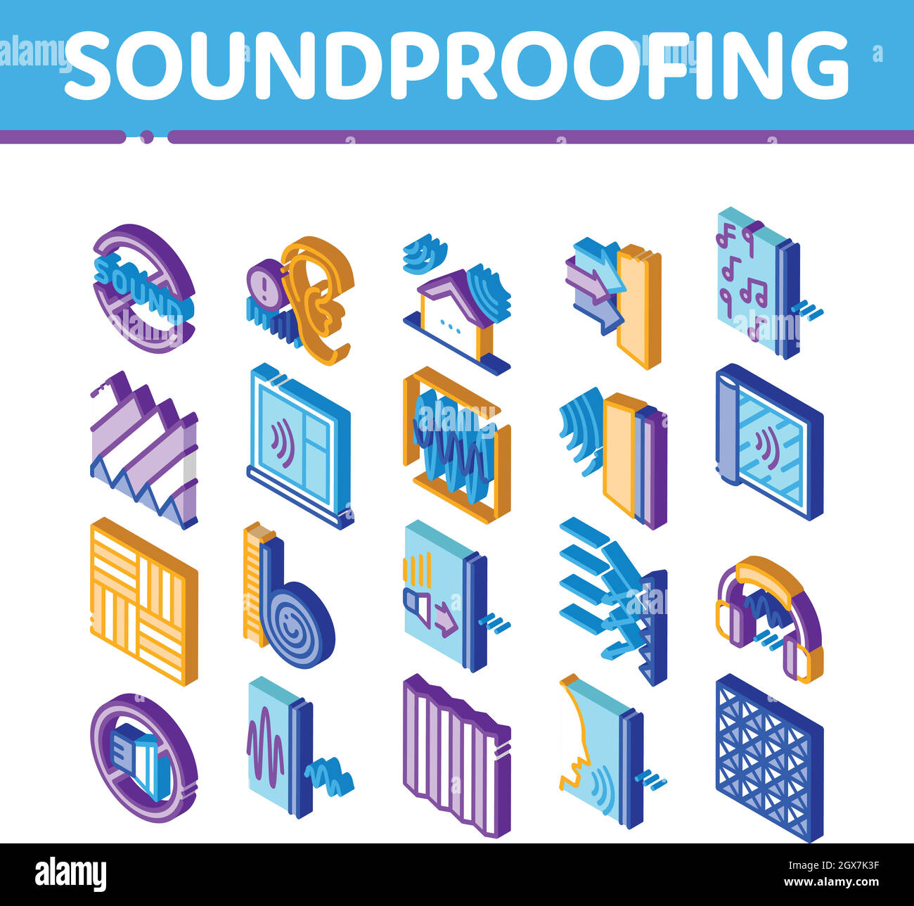 Soundproofing Building Isometric Icons Set Vector Stock Vector Image ... Soundproofing Building Isometric Icons Set Vector Stock Vector Image ...