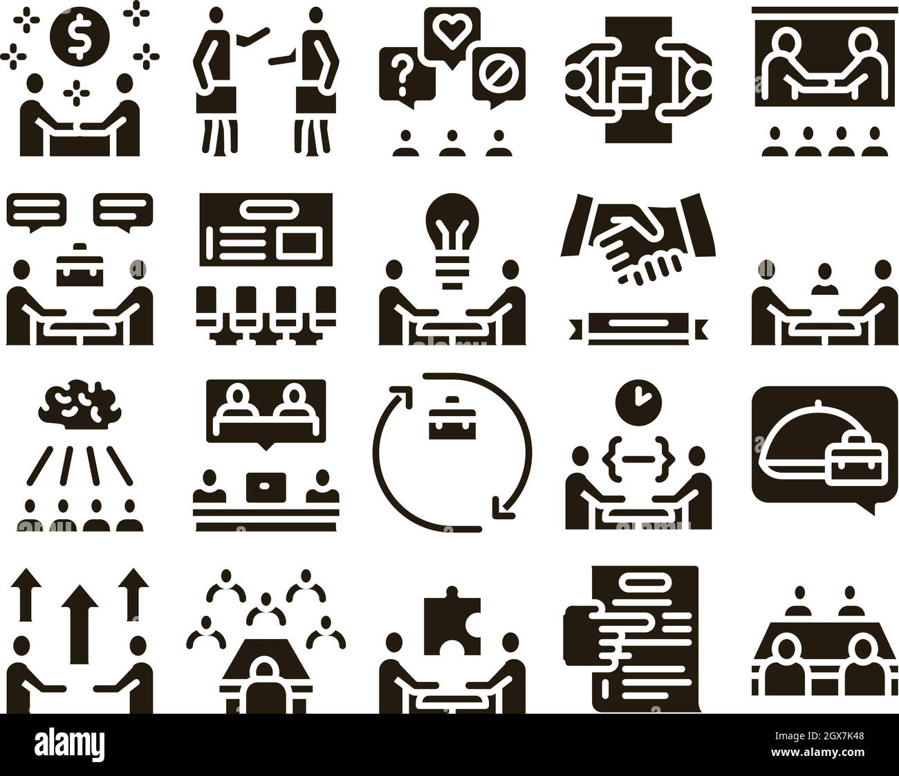 Business Meeting Conference Icons Set Vector Stock Vector Image & Art ...