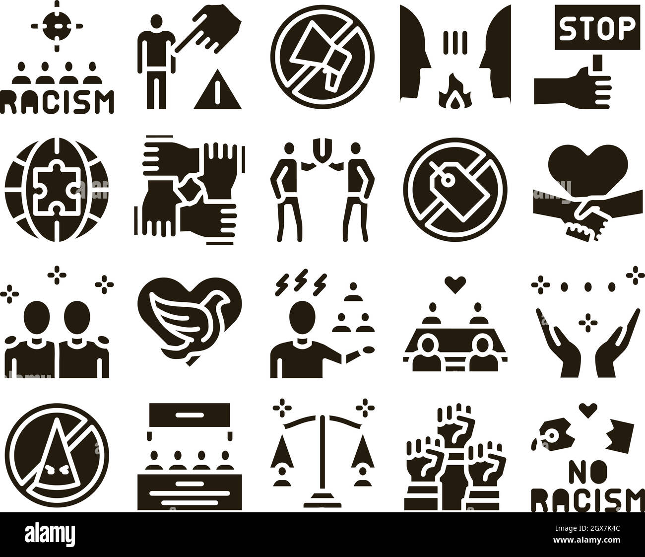 Racism Discrimination Glyph Set Vector Stock Vector Image & Art - Alamy