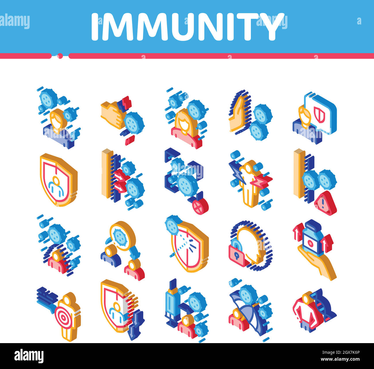 Immunity Human Biological Defense Icons Set Vector Stock Vector Image ...