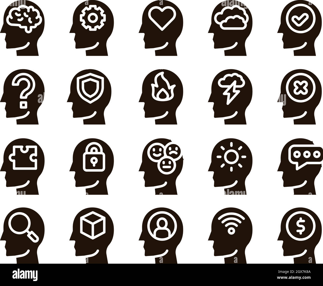 Mind Collection Elements Signs Vector Icons Set Stock Vector Image ...