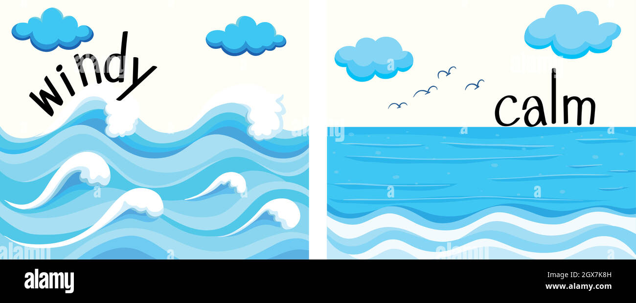 Opposite adjectives with windy and calm Stock Vector Image & Art - Alamy