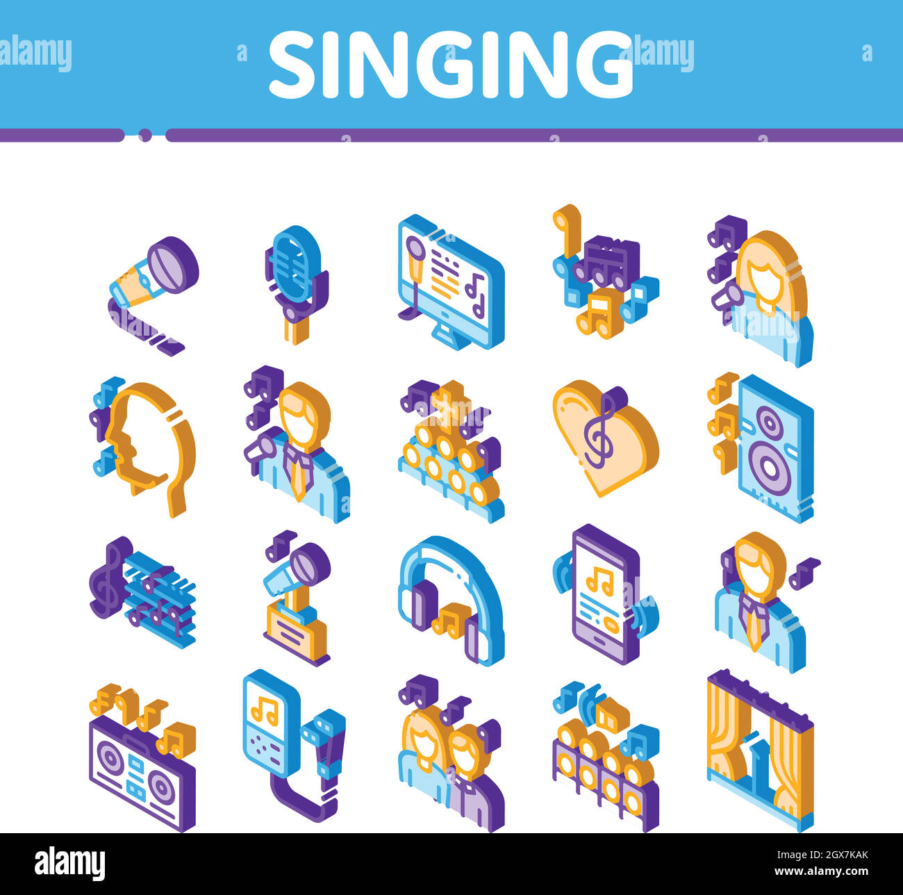 Singing Song Isometric Icons Set Vector Stock Vector Image & Art - Alamy