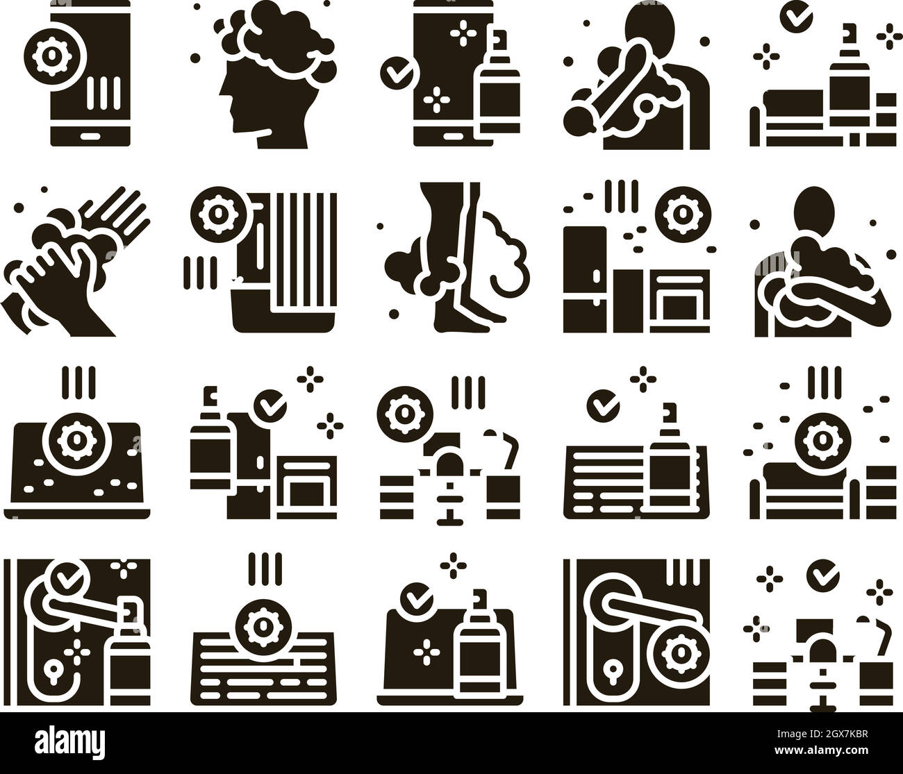 Hand hygiene black glyph Stock Vector Images - Alamy
