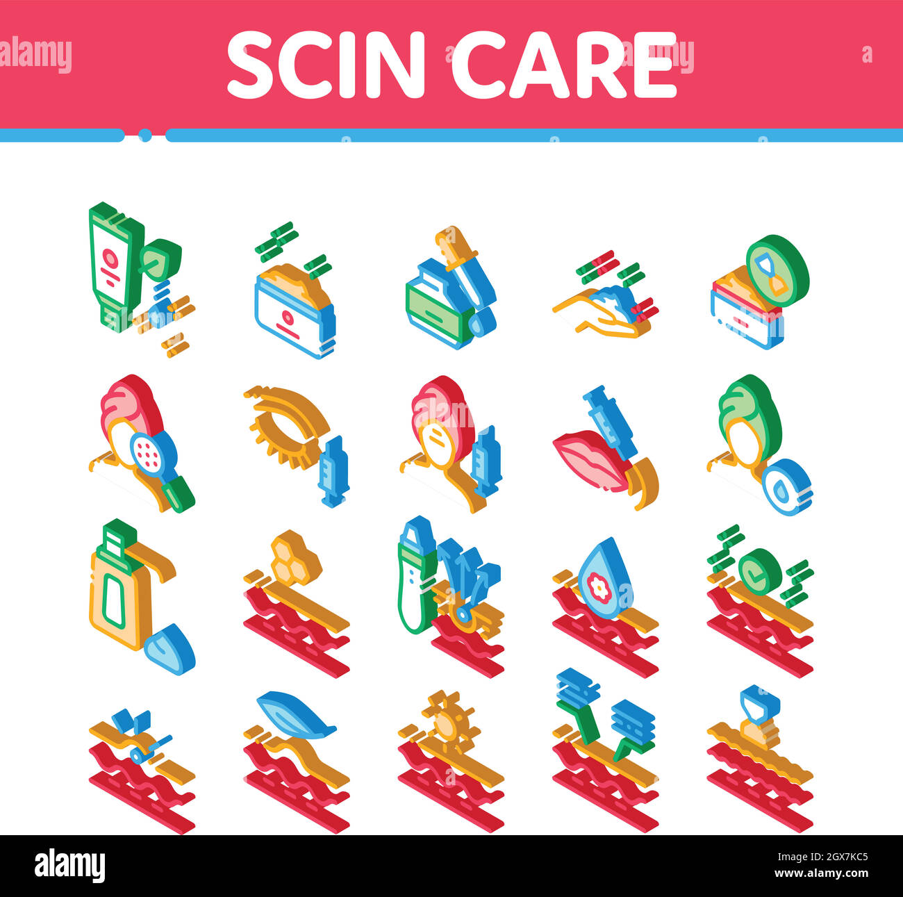 Skin Care Cosmetic Isometric Icons Set Vector Stock Vector Image And Art