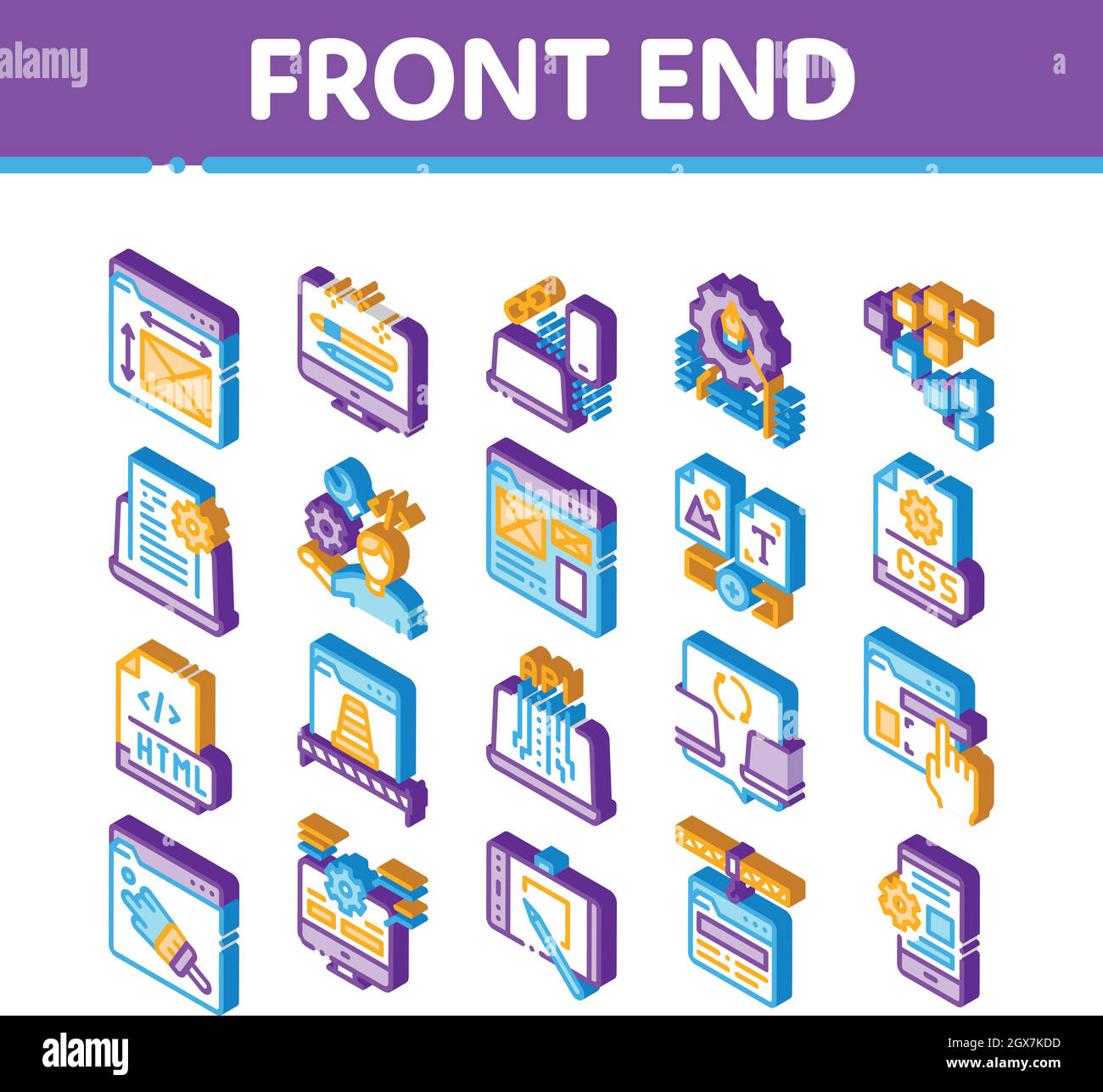 Front End Development Isometric Icons Set Vector Stock Vector Image ... Front End Development Isometric Icons Set Vector Stock Vector Image ...
