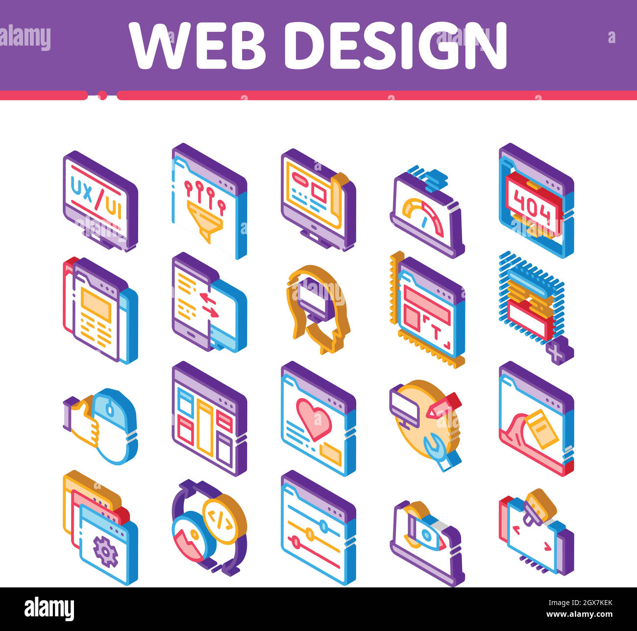 Web Design Development Isometric Icons Set Vector Stock Vector Image & Art - Alamy
