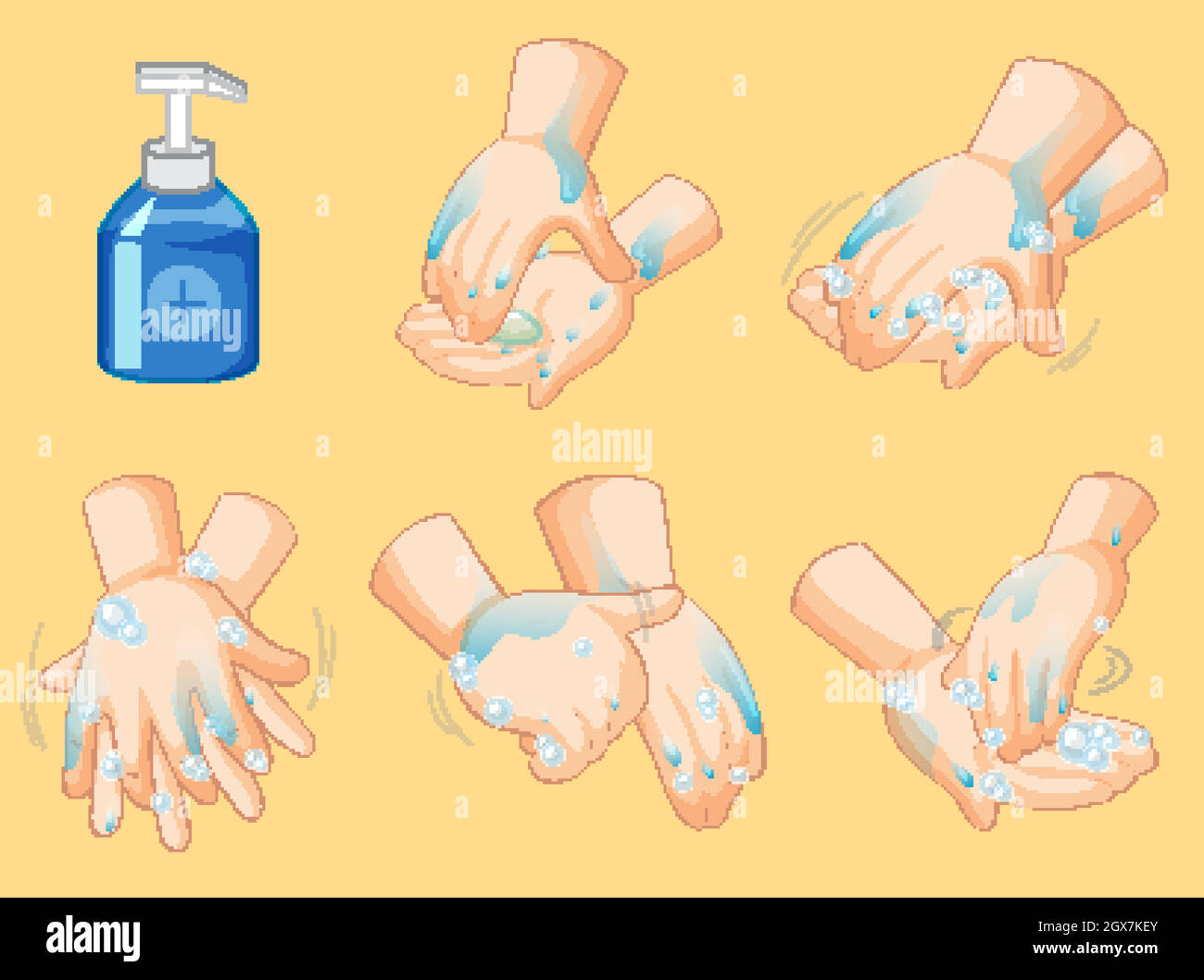 Steps to clean hands Stock Vector Image & Art - Alamy