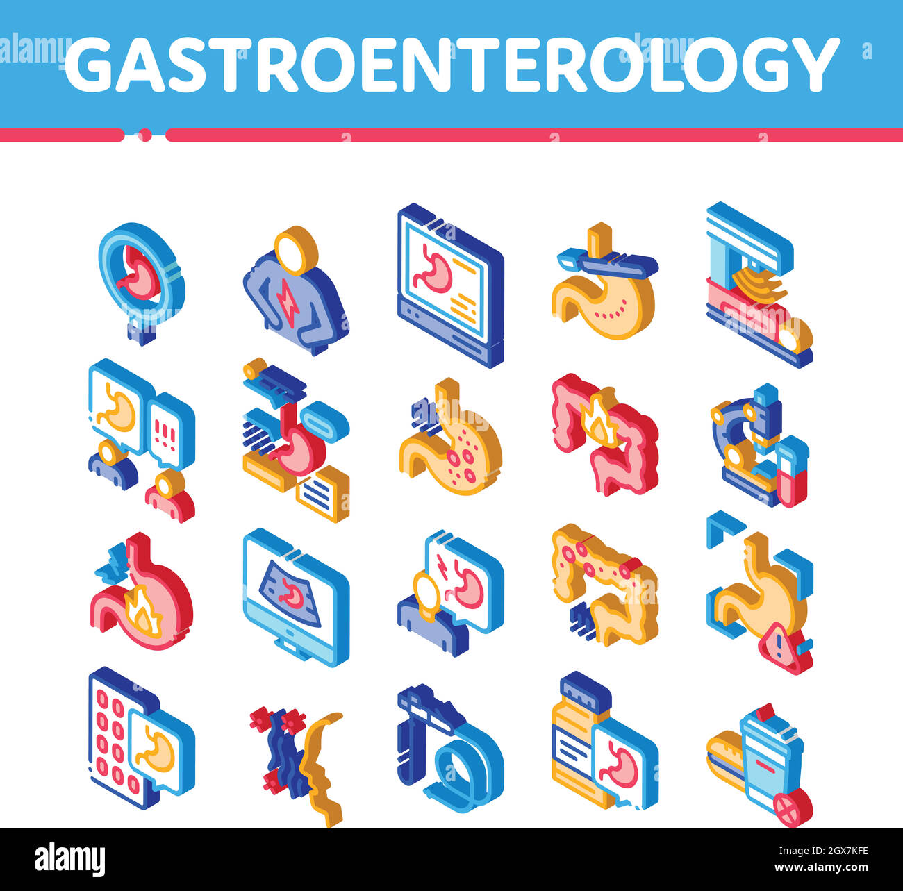 Gastroenterology Isometric Icons Set Vector Stock Vector Image & Art ...