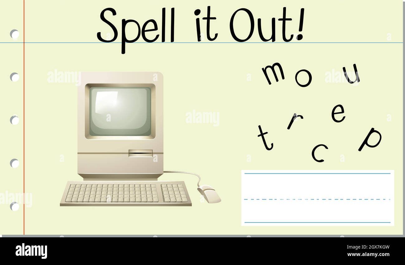 Spell English word computer Stock Vector Image & Art - Alamy