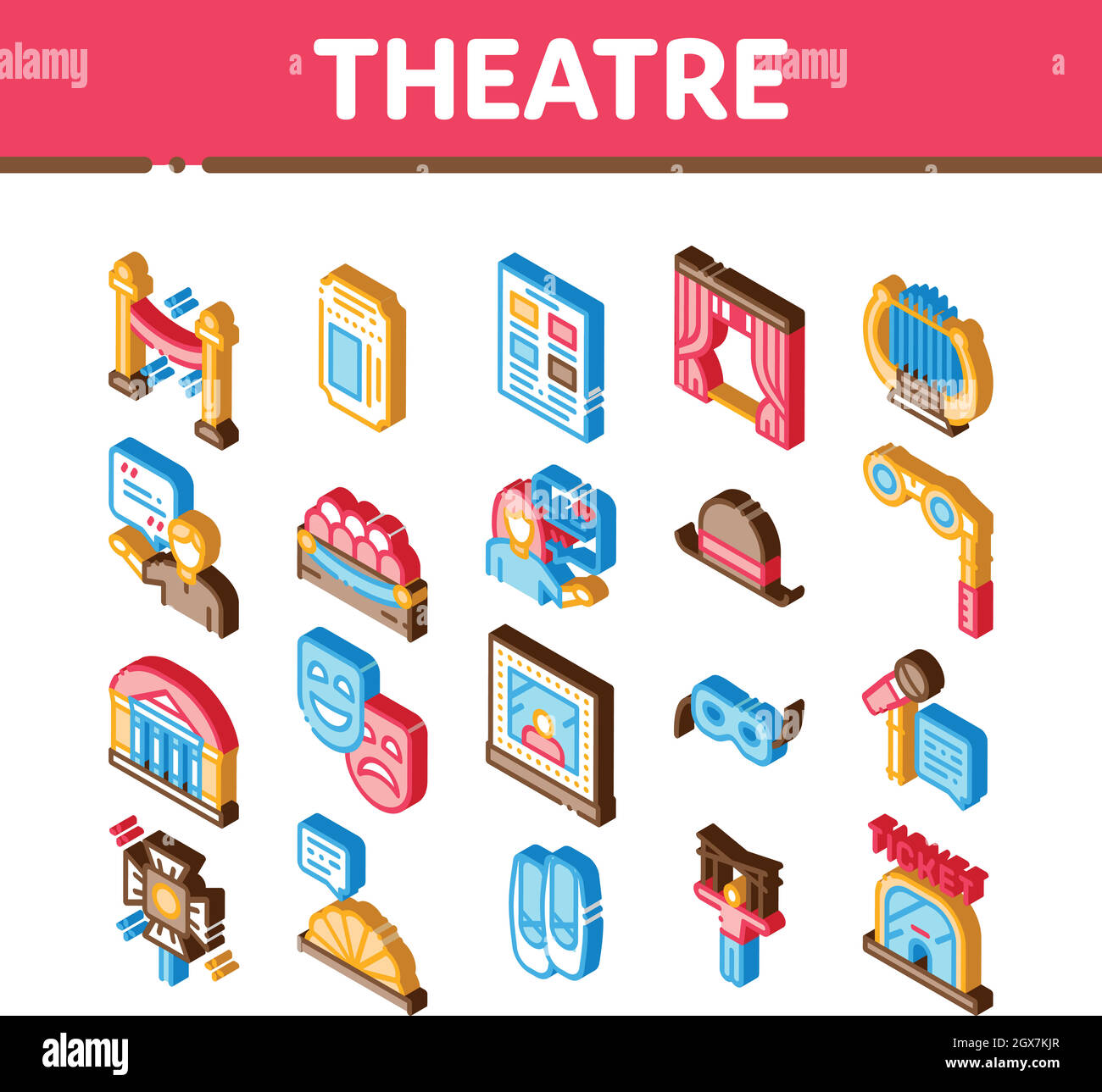 Theatre Equipment Isometric Icons Set Vector Stock Vector Image & Art ...